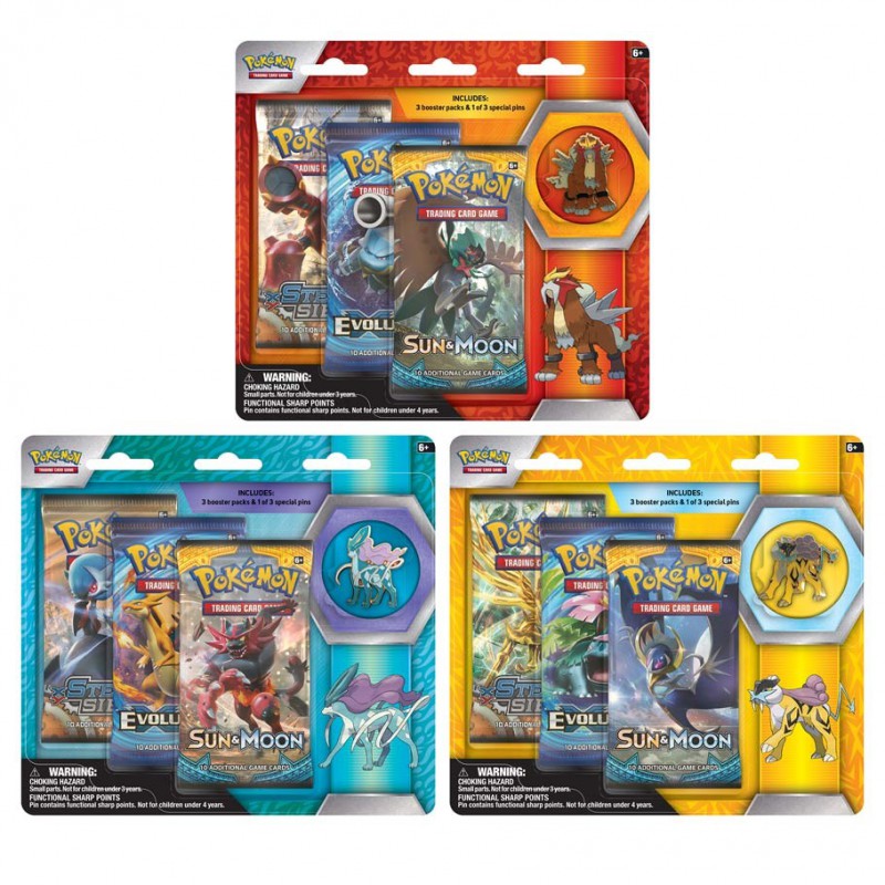 Pokemon TGC Legendary Beasts Collection Pin 3 Pack